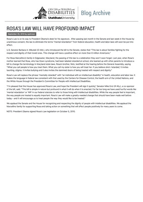 "Rosa's Law Will Have Profound Impact" by Center for Persons With ...