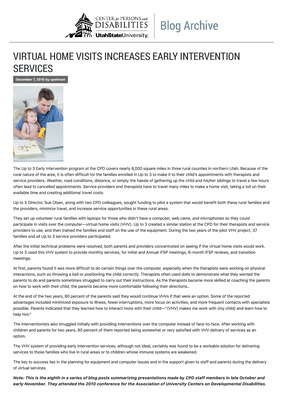 "Virtual Home Visits Increases Early Intervention Services" by Center ...