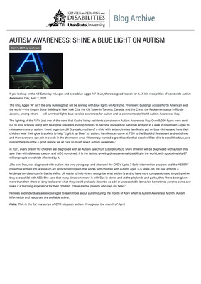 "Autism Awareness: Shine a Blue Light on Autism" by Center for Persons ...