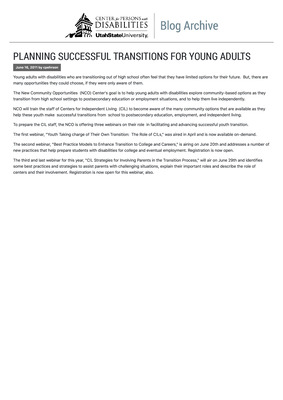 "Planning Successful Transitions for Young Adults" by Center for ...