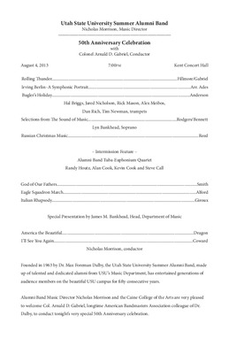 "USU Summer Alumni Band: 50th Anniversary Celebration" by Nicholas ...